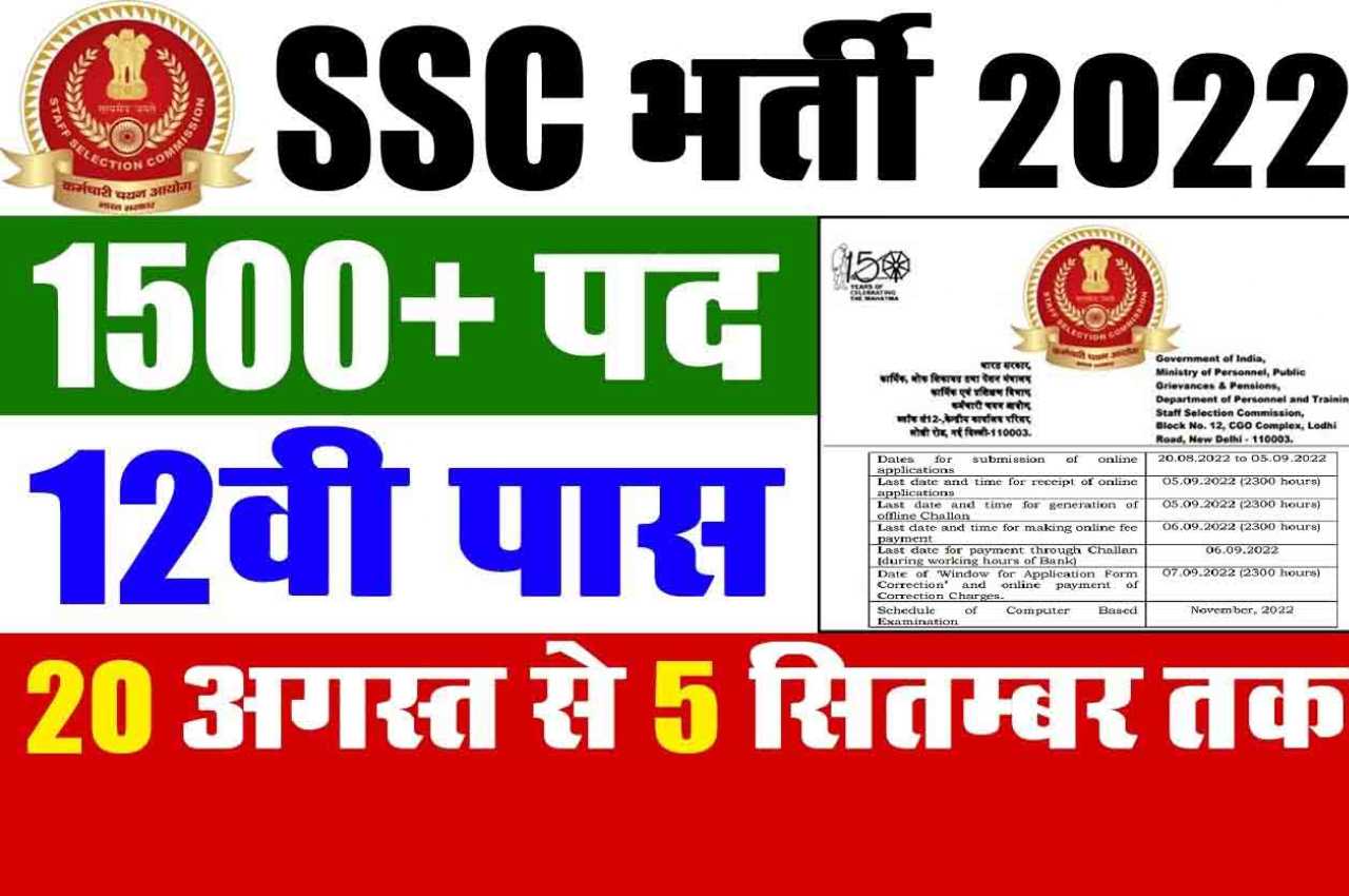 SSC Stenographer Recruitment 2022 एसएससी स्टेनोग्राफर भर्ती 2022 का ...