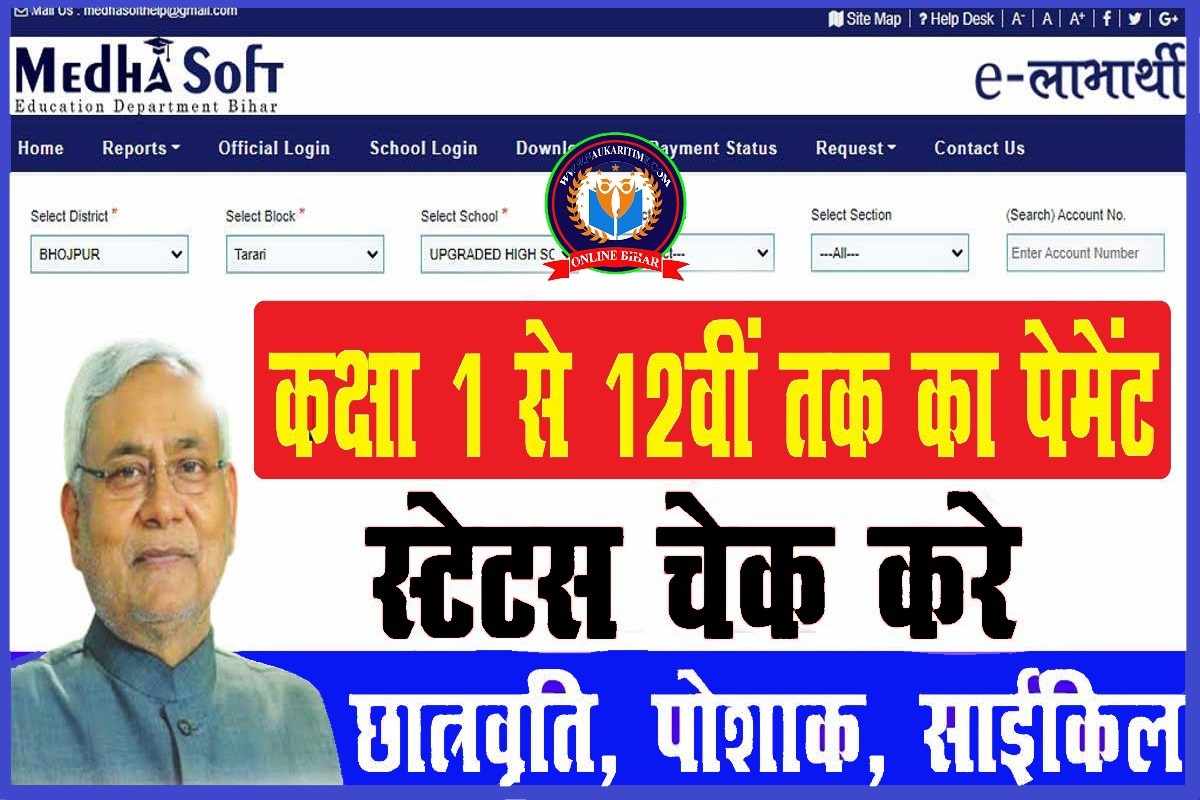 Medhasoft Payment Status Check 2024: कक्षा 1 से 12वीं तक पोशाक ...